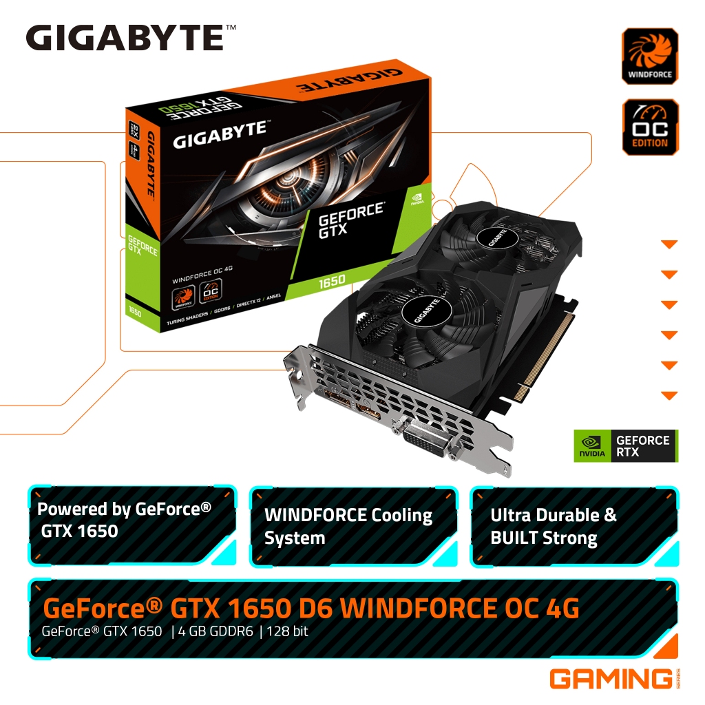 Jual Gigabyte GeForce GTX 1650 D6 WINDFORCE OC 4G (rev. 2.0) | Shopee Indonesia