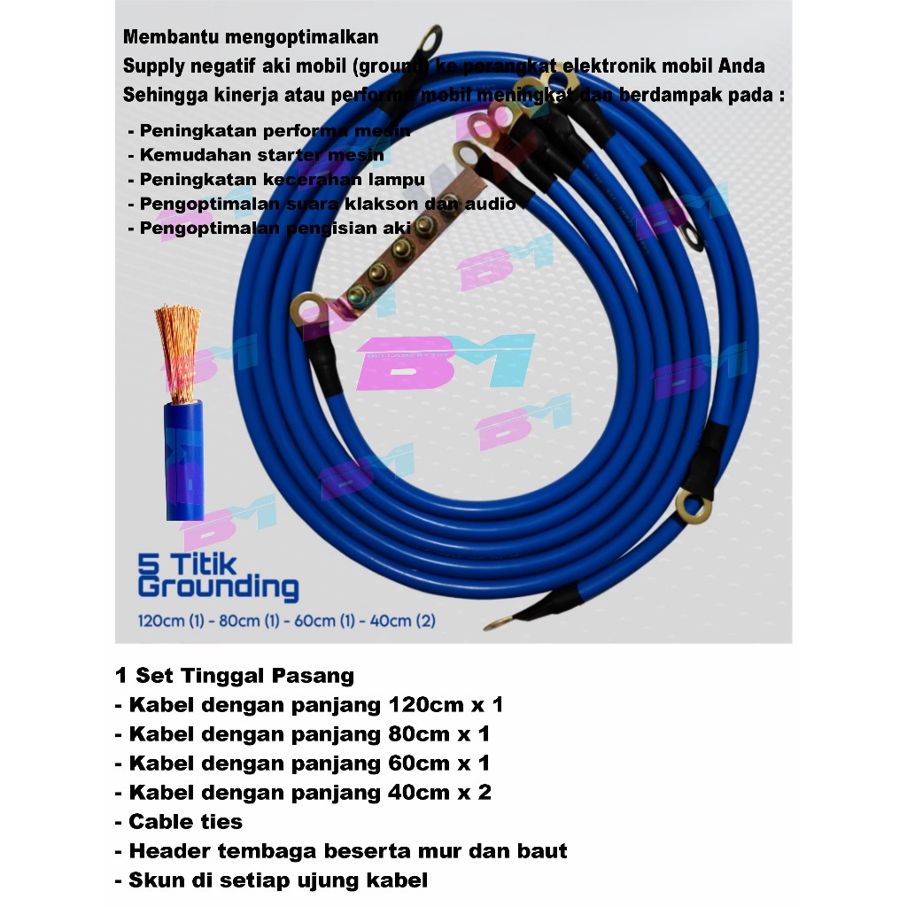 Jual Ground Wire Kit Kabel Grounding Massa Mobil 12mm 5 titik | Shopee ...
