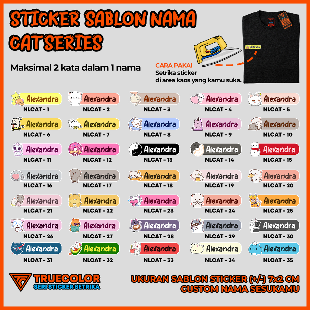 Jual TRUECOLOR 25pcs Sticker Kain Label Nama Kaos, Sablon Setrika ...