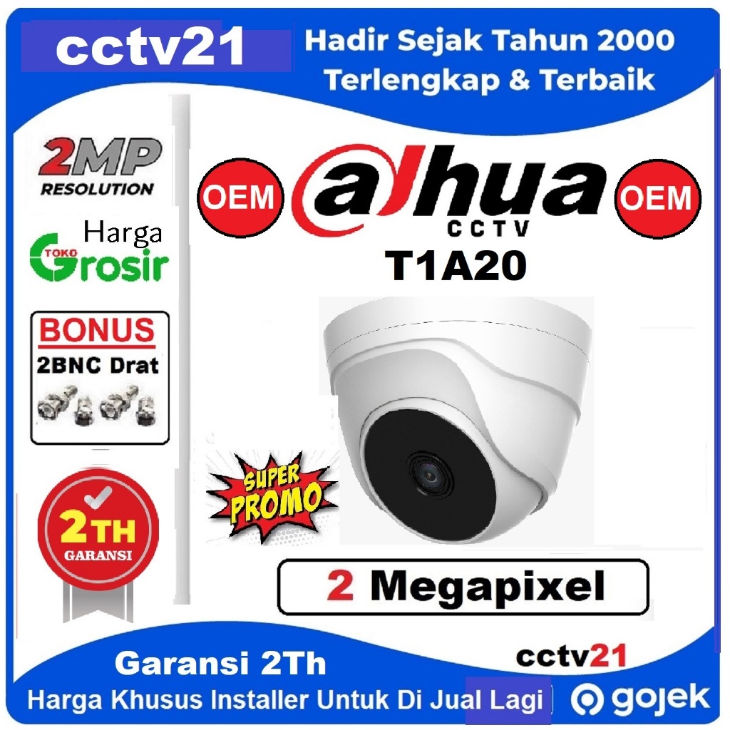 Jual Kamera / CCTV / Camera OEM Dahua 2MP T1A20 Free 2Pcs BNC Drat ...
