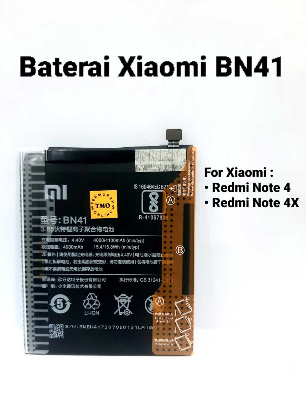 Jual Baterai /Battery Xiaomi BN41/ Baterai Xiaomi Redmi Note 4/ Note 4X ...