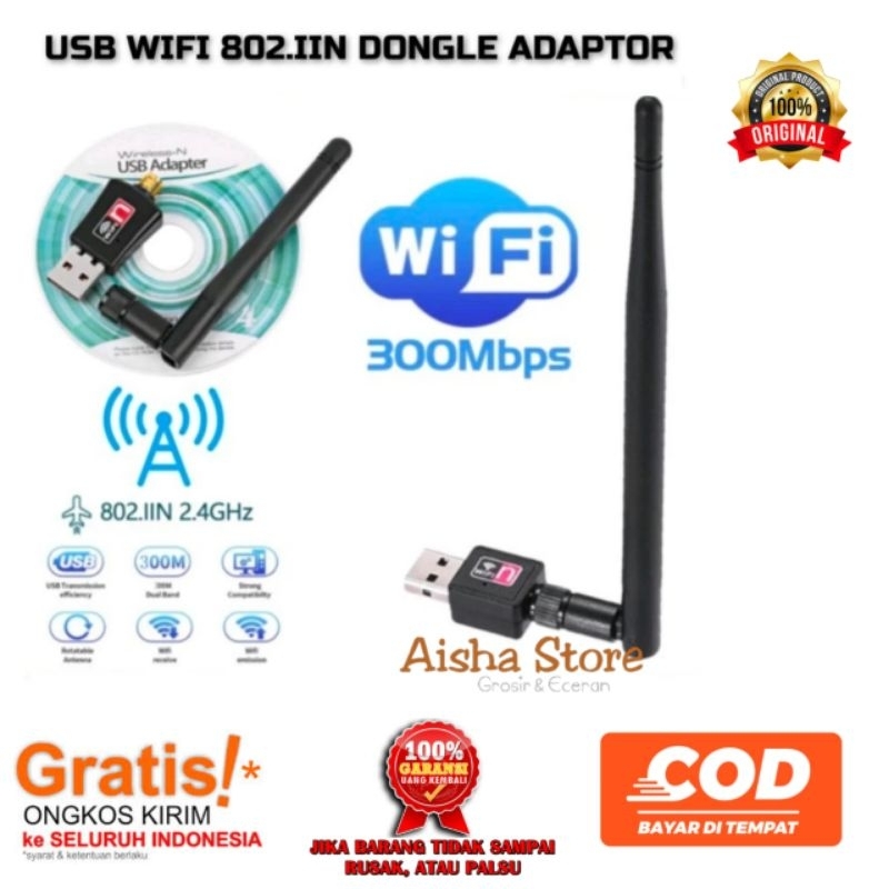Jual USB WIFI WIRELESS ADAPTOR 300Mbps 802.IIN / DONGLE WIRELESS ADAPTOR WIFI/ANTENA ADAPTER USB ...