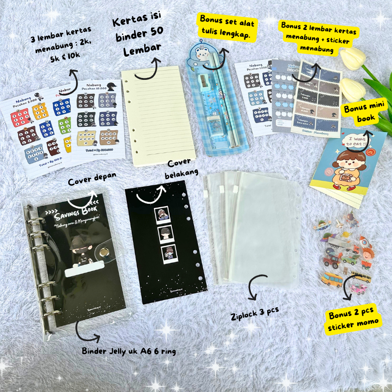 Jual Paket Binder Keuangan Nabung Murah Lengkap Super Lucu A6, Binder ...