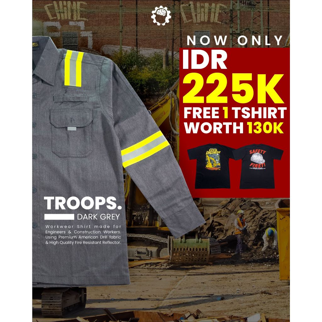 Jual TROOPS - DARK GREY | Kemeja Lapangan - Kemeja Safety - Wearpack ...