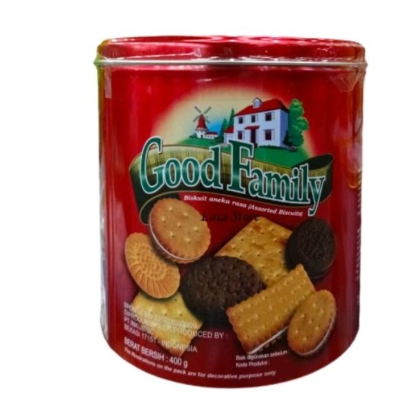 Jual Good Family Biskuit Aneka Rasa Assorted 400 gr Roti Kaleng Snack ...