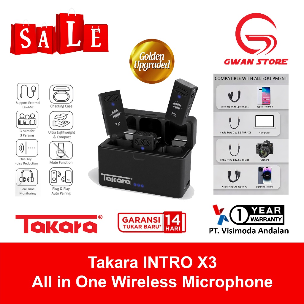 Jual Takara INTRO X3 All in One Digital Wireless Mic Microphone with ...