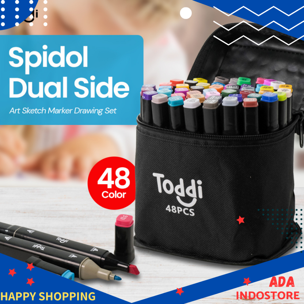 Jual Spidol Dual Side Fine Art Brush Art Marker Set 1.0 and 6.0mm Tip ...