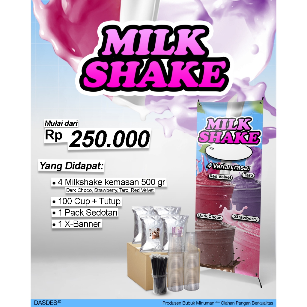 Jual PAKET NON BOOTH ES TEH JUMBO ES TEH KEKINIAN MILKSHAKE | Shopee ...