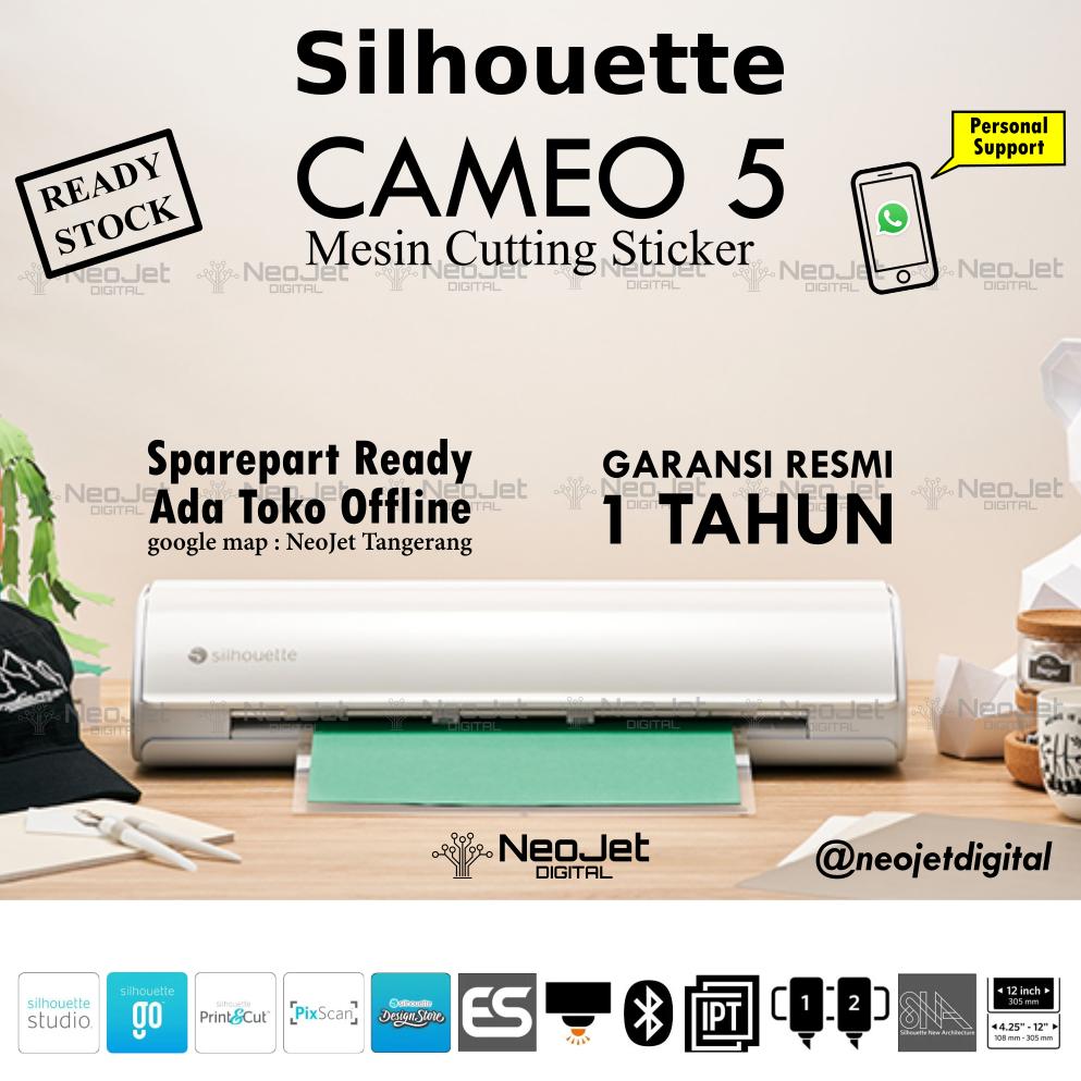 Jual Mesin Cutting Silhouette Cameo 5 Putih untuk potong Sticker Kertas ...