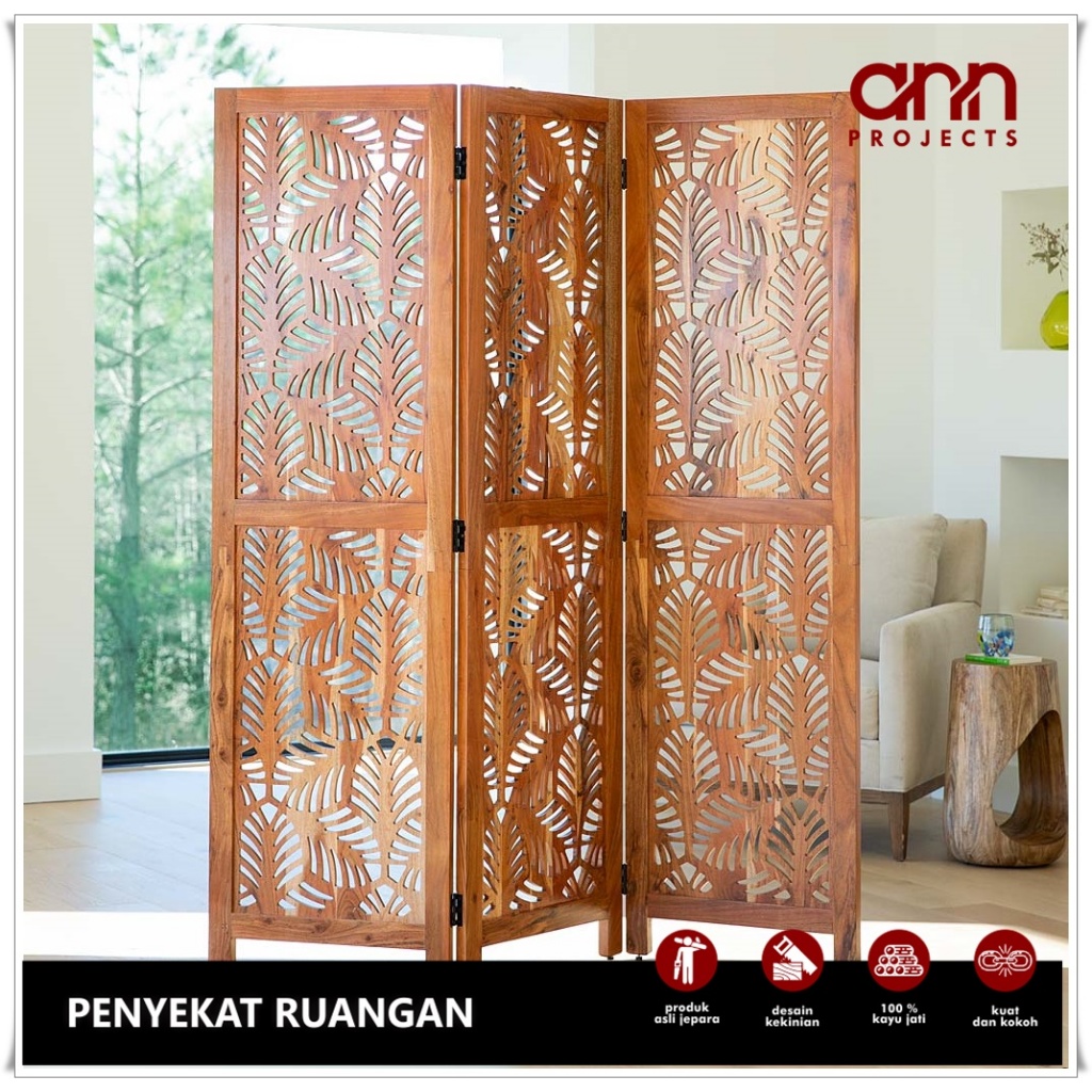 Jual sekat pembatas ruangan sketsel lipat bahan kayu jati model ...