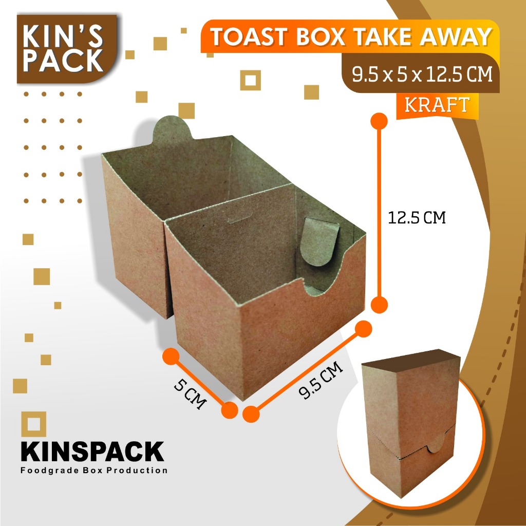 Jual Box Toast Kotak Roti Bakar Sandwich Take Away Kraft @ 50 pcs ...