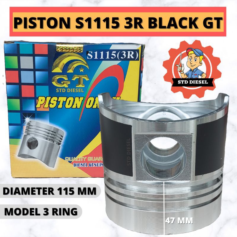 Jual PISTON MERK GT S1115 3 RING HITAM BLACK SEKER SEHER 23 24 HP PK MERK GT PISTON S1115 3R GT ...
