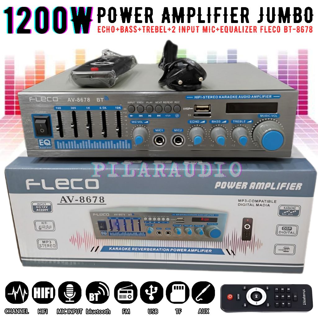 Jual Power Amplifier Bluetooth Fleco Audio Power AV-8678 | FLECO AV8678 ...