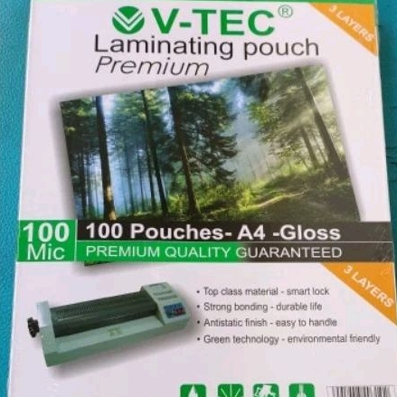 Jual Plastik Laminasi Panas V-TEC vtec Laminating Pouch Premium A4 Glossy VT 310 isi 100 lembar ...