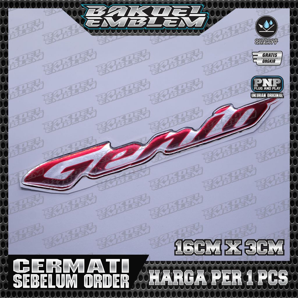 Jual EMBLEM GENIO MERAH, EMBLEM TIMBUL GENIO WARNA MERAH, EMBLEM HONDA ...