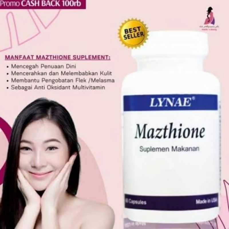 Jual Mazthione Lynae 100% original L-glutathione asli obat pemutih kulit wajah Dan badan isi 60 ...