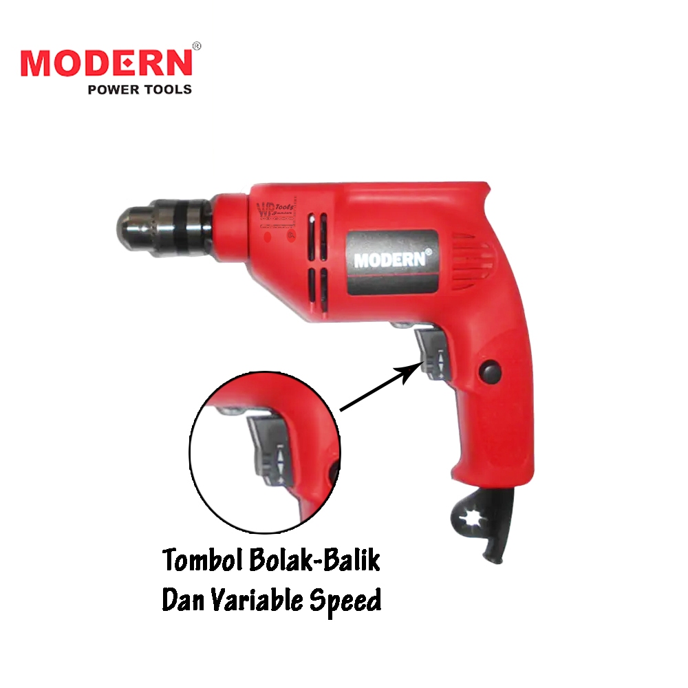 Jual MODERN Mesin Bor 10mm M2100C Electric Drill Variable Speed Purat ...