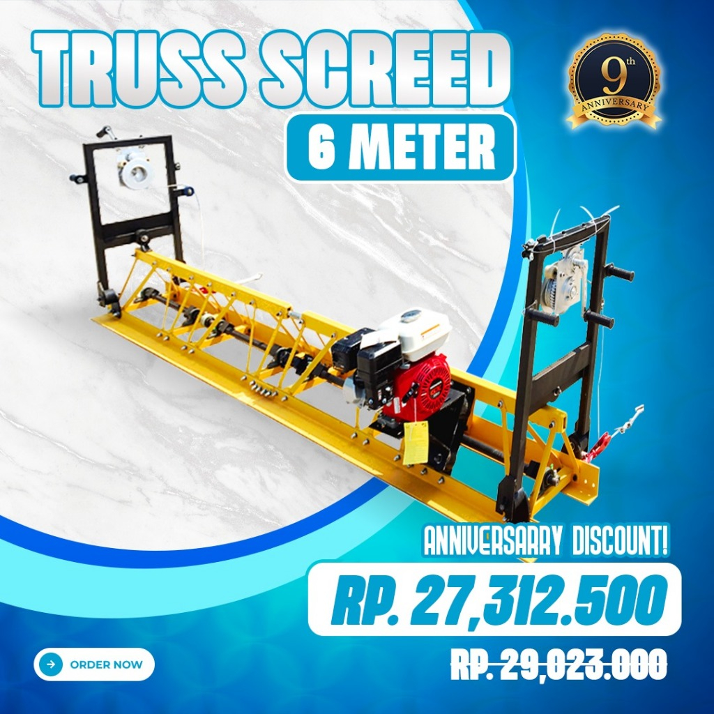 Jual Mesin Perata Beton Concrete Truss Screed 6 Meter Honda GX 160 ...