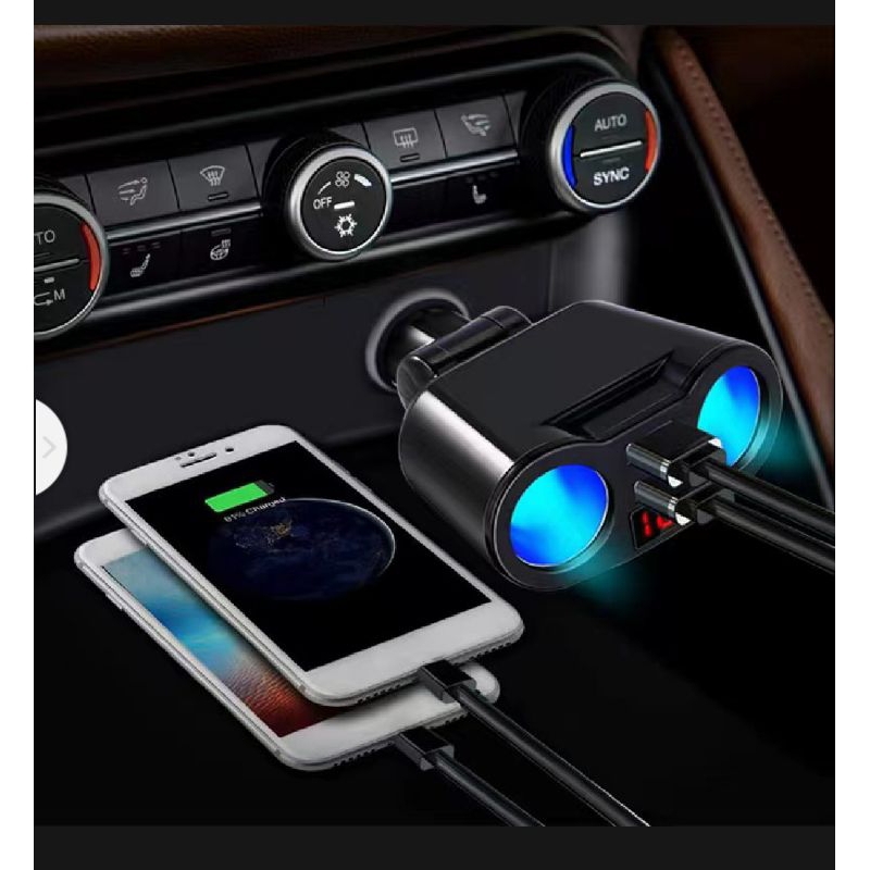 Jual CAS MOBIL 2 USB CAR SEKALIGUS PEMATIK ROKOK LED INDIKATOR DISPLAY ...