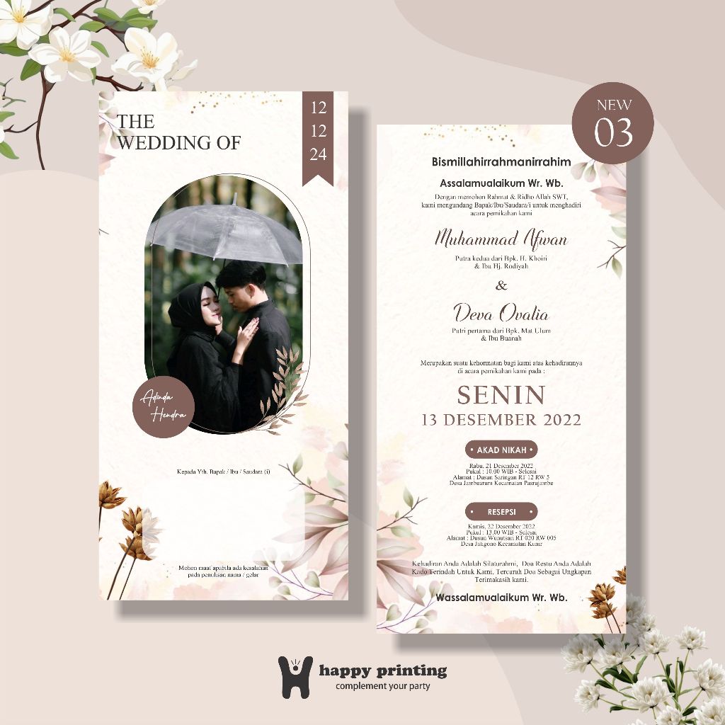 Jual undangan pernikahan 1 lembar elegant Free (desain, plastik, foto ...