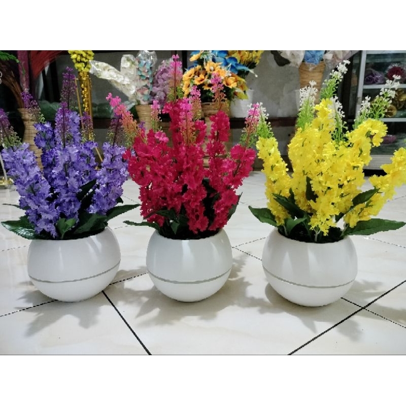 Jual bunga set lavender jumbo dg pot bola bunga meja bunga hias sudut ...