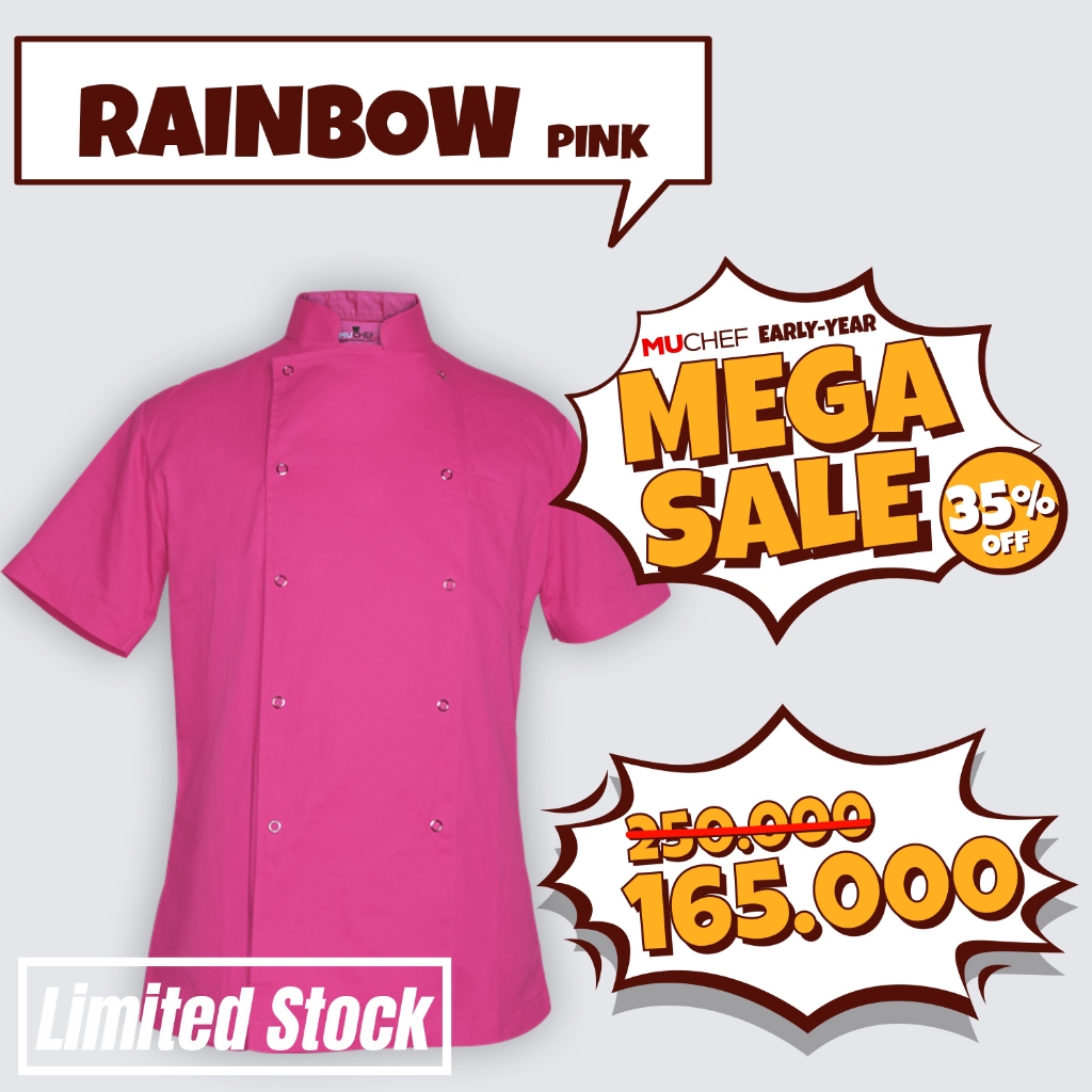 Jual MEGASALE MUCHEF/ BAJU CHEF / SERAGAM KOKI - RAINBOW PINK | Shopee ...