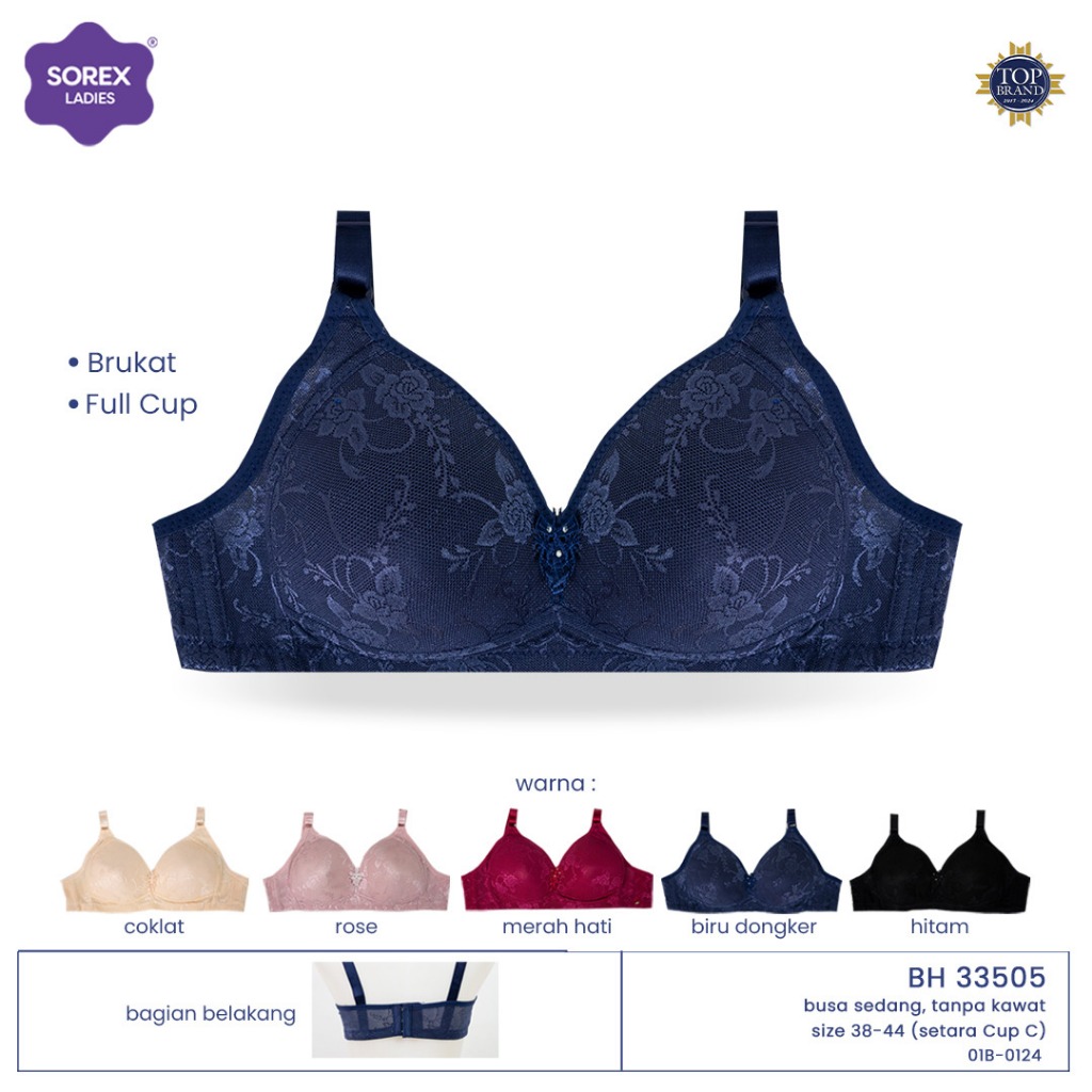 Jual Bra BH Sorex 33505 Tanpa Kawat Busa Sedang Kait 3 (Cup C) | Shopee Indonesia