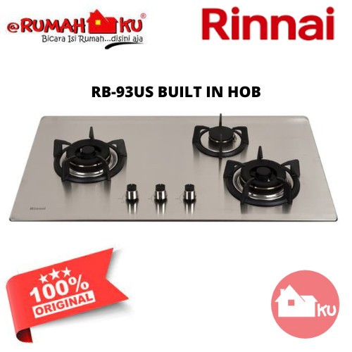 Jual RINNAI RB-93US BUILT IN HOB // KOMPOR TANAM STAINLESS RB93US // RB ...