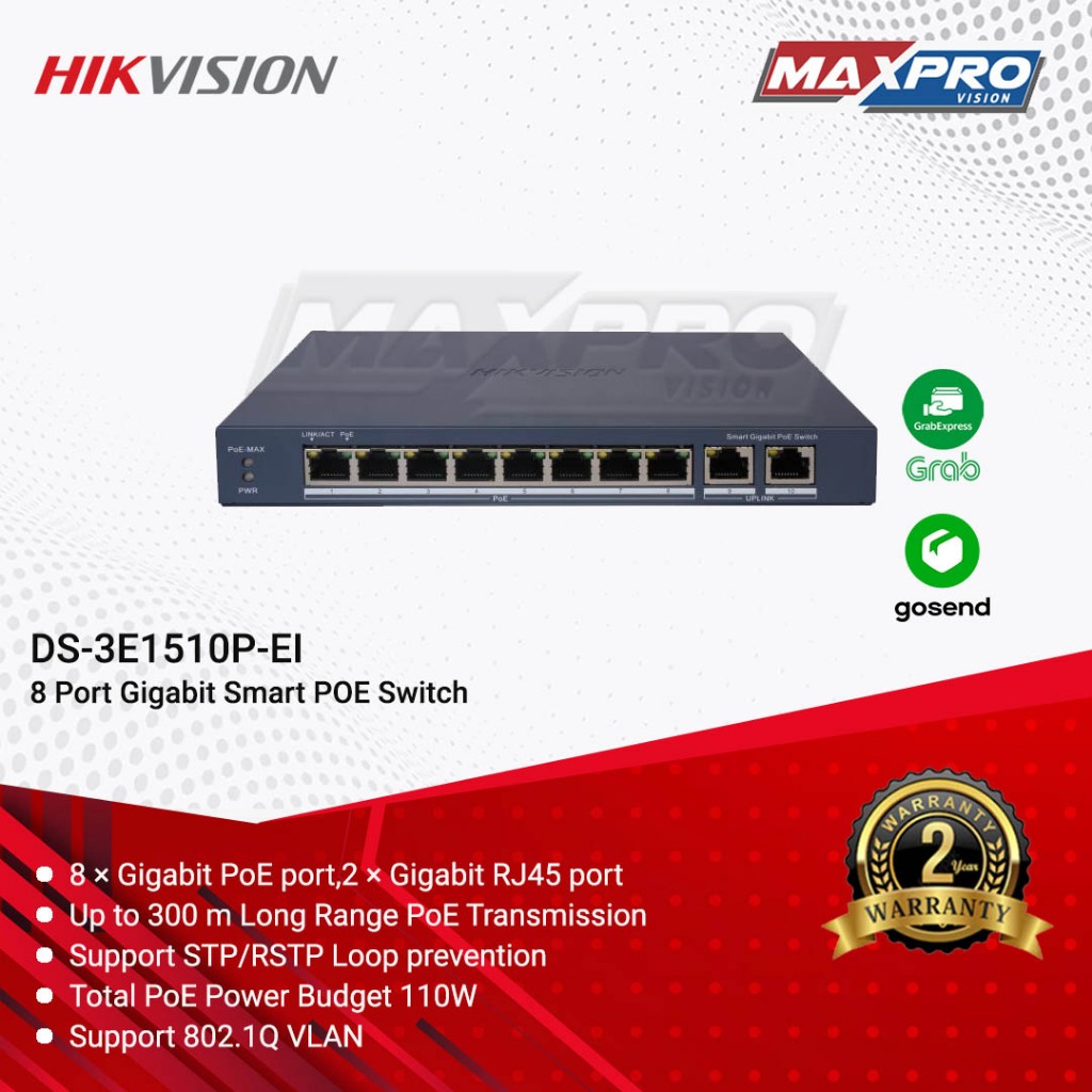 Jual DS-3E1510P-EI - HIKVISION 8 PORT GIGABIT POE SWITCH SMART MANAGED | Shopee Indonesia