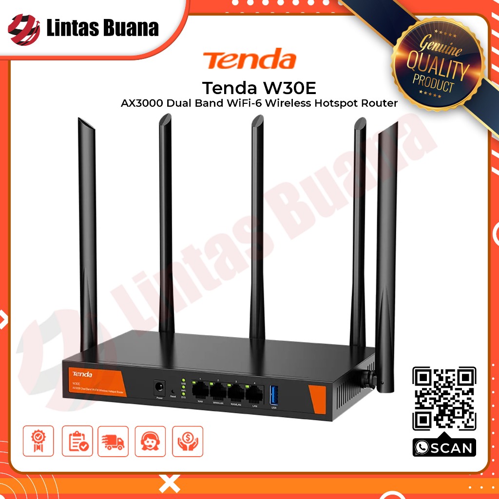 Jual Tenda W30E AX3000 Dual Band WiFi-6 Wireless Hotspot Load Balance ...
