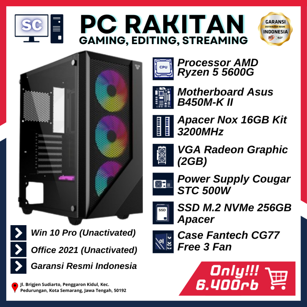Jual PC Rakitan Ryzen 5 5600G | Ram 16GB | SSD Nvme 1TB | VGA On Board ...