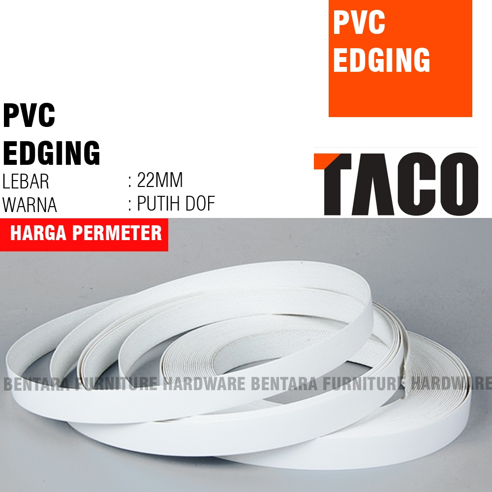 Jual TACO TH-02 PVC EDGING 1/22 PUTIH DOF WHITE MATTE 1MM / 22MM TEPIAN PINTU KABINET DAPUR ...