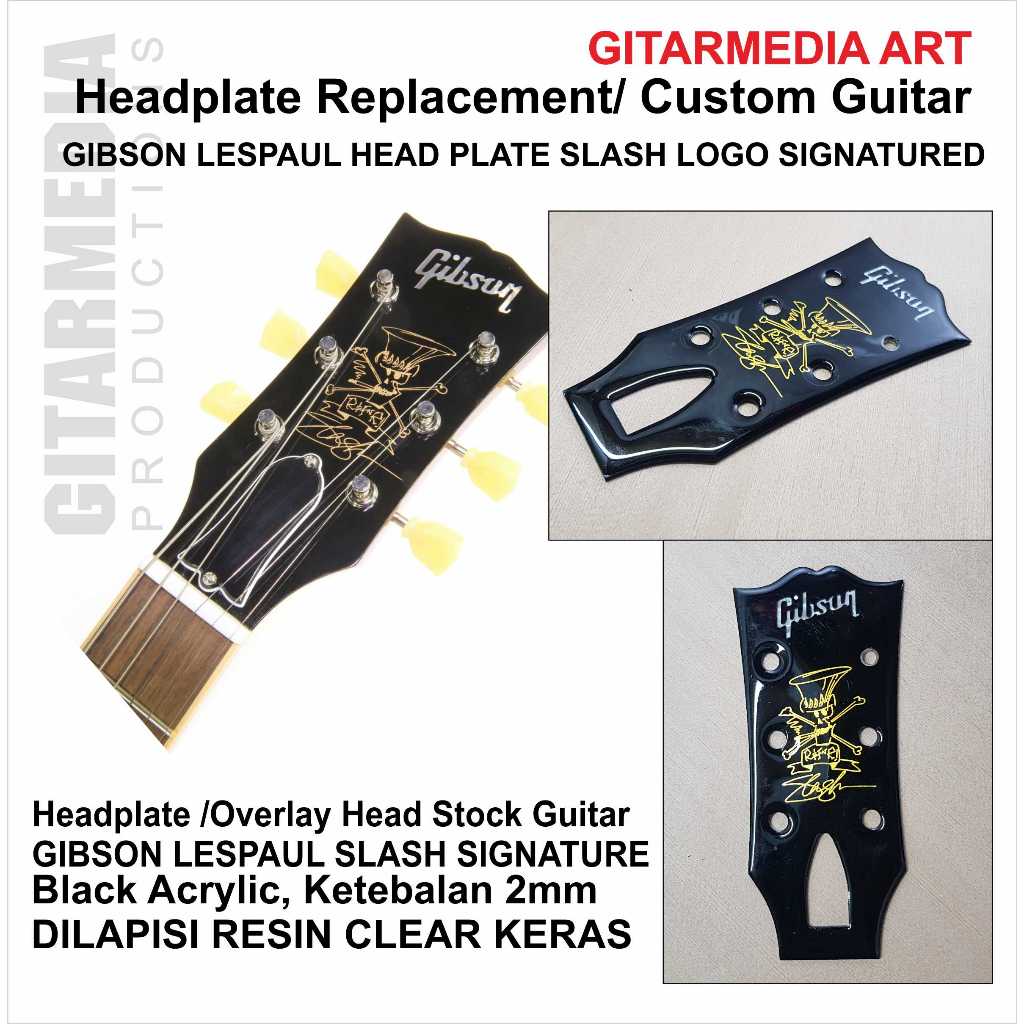 Jual HEAD PLATE GIBSON LESPAUL SLASH SIGNATURE HEADSTOCK OVERLAY GIBSON ...