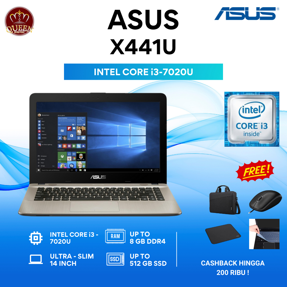 Jual ASUS X441U | INTEL CORE i3-7020U | 8GB RAM | SSD 512GB | 14 INCH ...