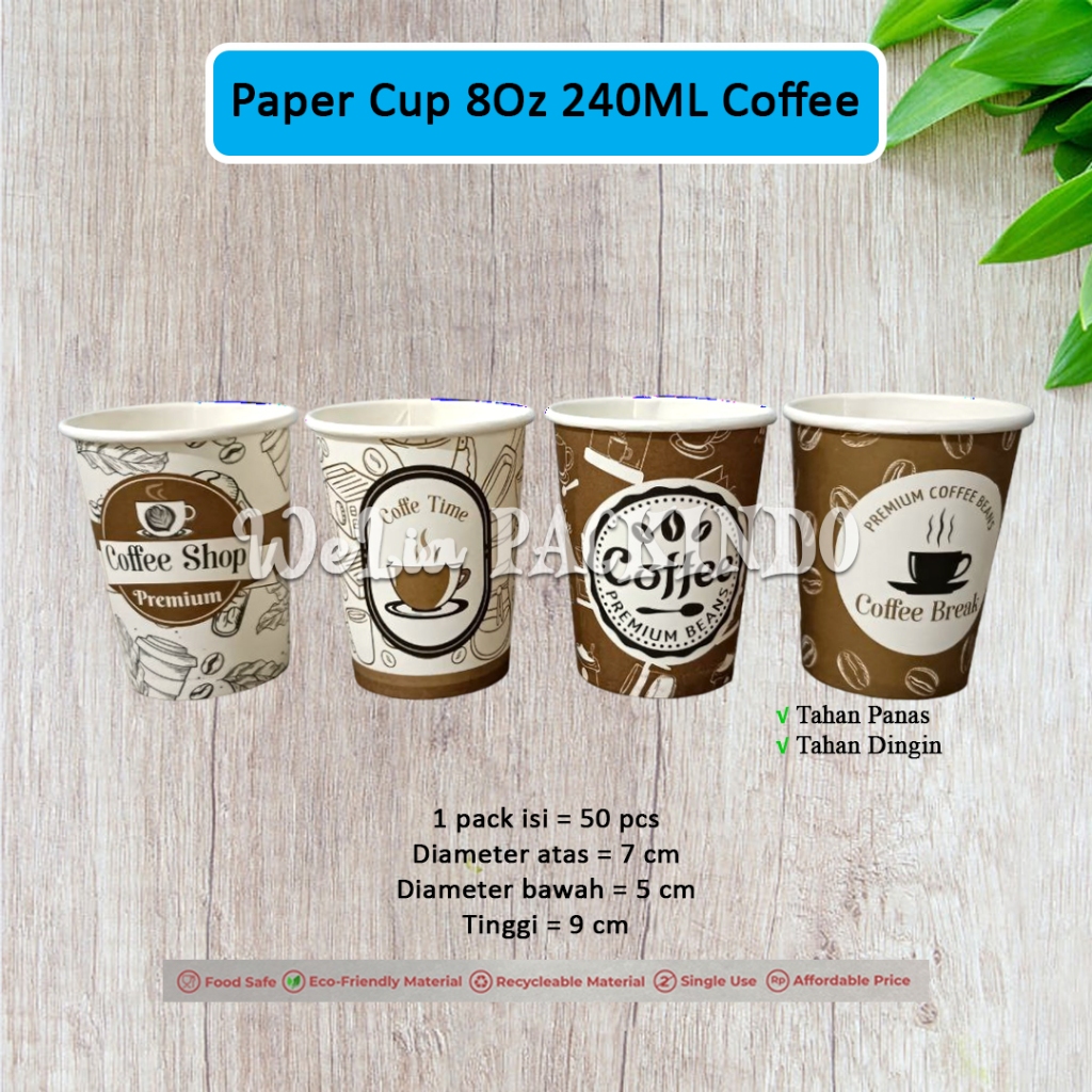 Jual Paper Cup 8Oz Motif Coffee / Gelas Kertas / Gelas Kopi Espresso Tahan Panas Dingin | Shopee ...