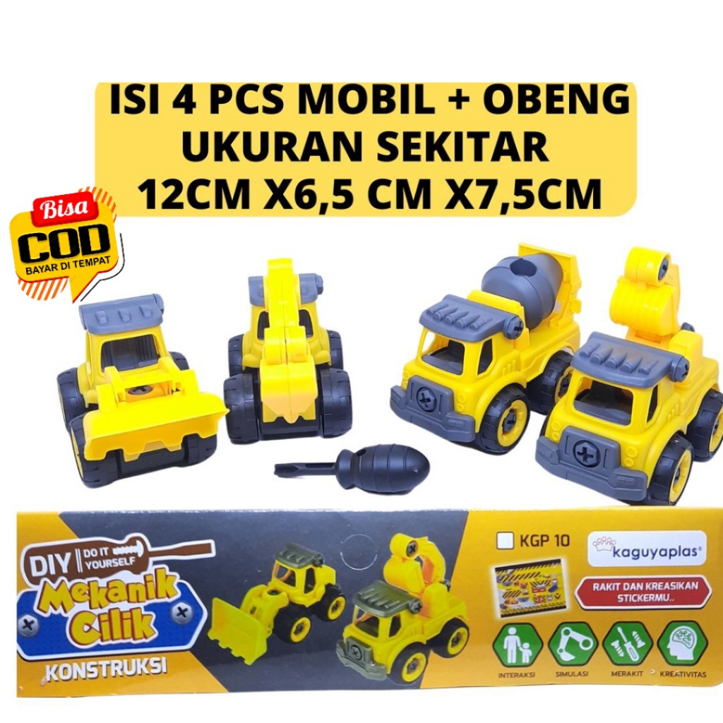 Jual Mainan Anak Mobilan Truk Konstruksi Bongkar Pasang Plus Obeng DIY ...