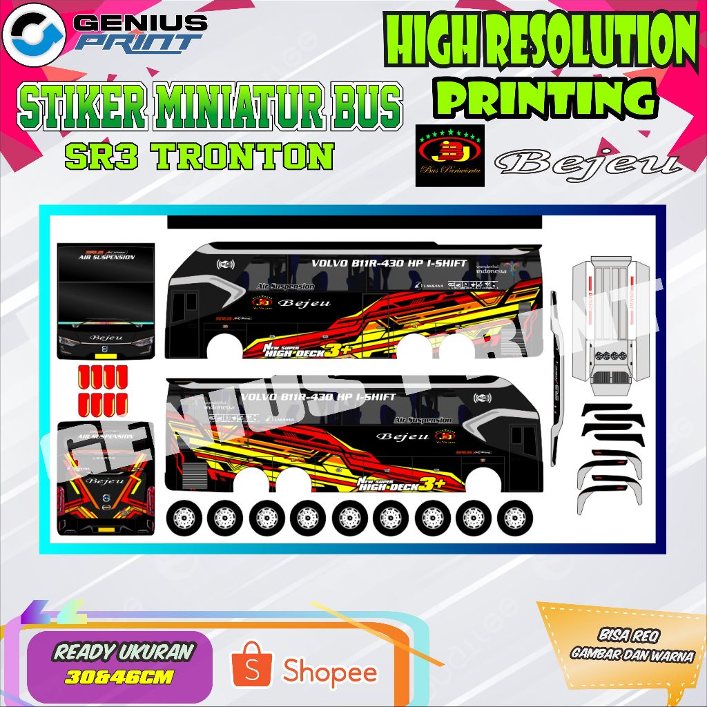 Jual Stiker Mainan Miniatur Bus SR3 Tronton Livery Bejeu | Gunung Harta ...