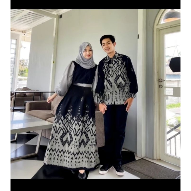 Jual RAYA COUPLE TENUN BLAC GREY-TENUN COUPLE-BAJU TENUN-BAJU KONDANGAN ...