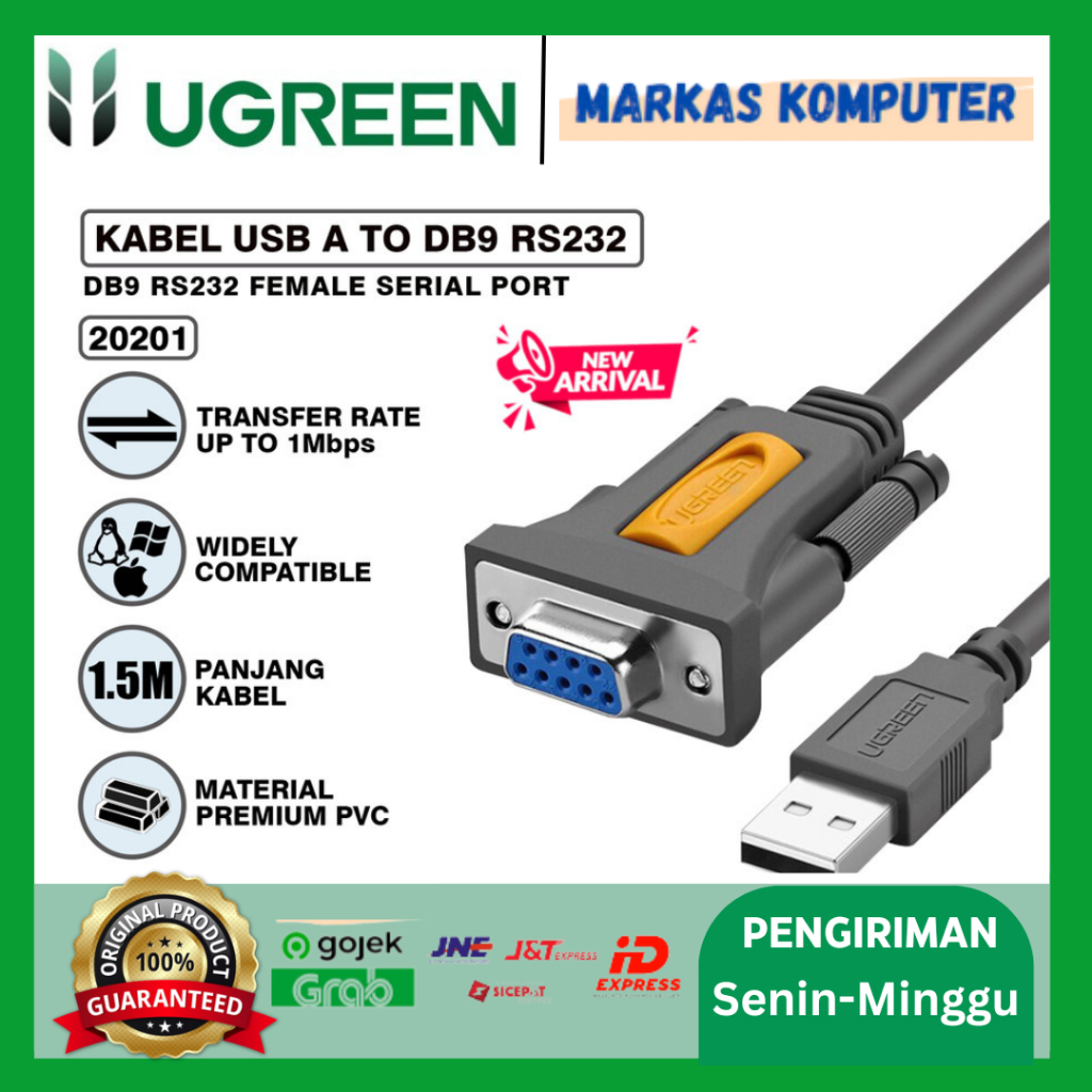 Jual UGREEN Kabel USB 2.0 To Serial RS232 DB9 Male Female Premium ...