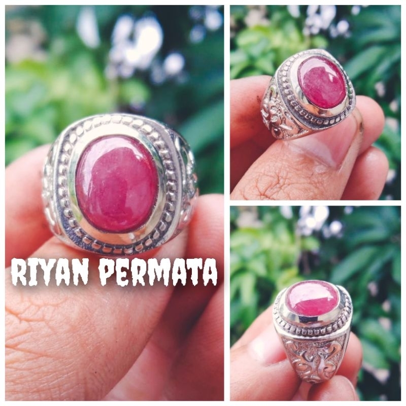 Jual Cincin batu permata natural merah Ruby Mozambique dim 10mm | Shopee Indonesia