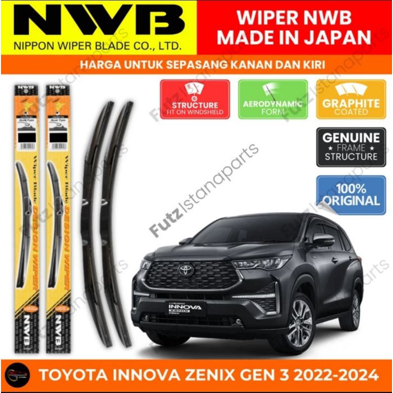 Jual Wiper Depan Innova Zenix Gen 3 2022-2024 NWB Japan Hybrid Frameless | Shopee Indonesia