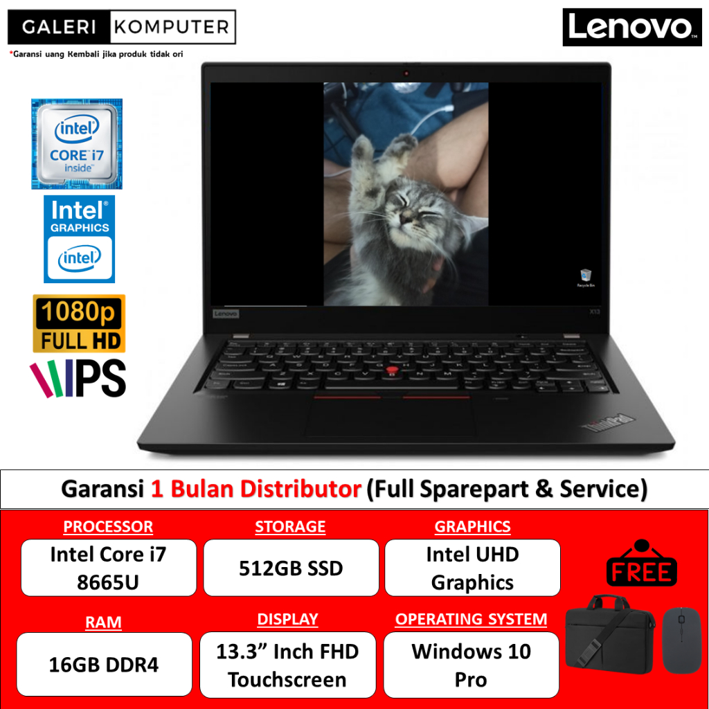 Jual Lenovo Thinkpad X390 Intel i7 8665U 8GB 512GB SSD FHD Touch Win11 ...