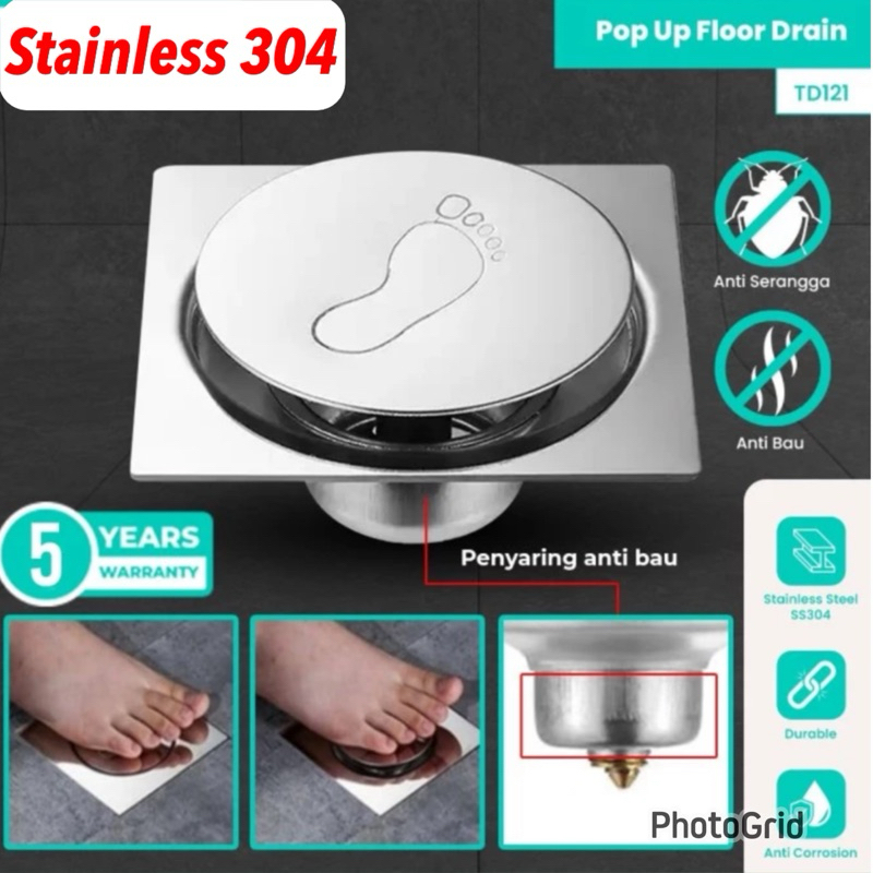 Jual Saringan Got Kamar Mandi Stainless/ smart drain bolzano stainless 304 model toto saringan ...