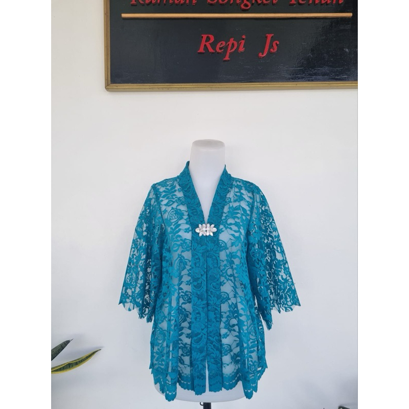 Jual Kebaya Kartini Pendek Biru Tosca toska | Shopee Indonesia