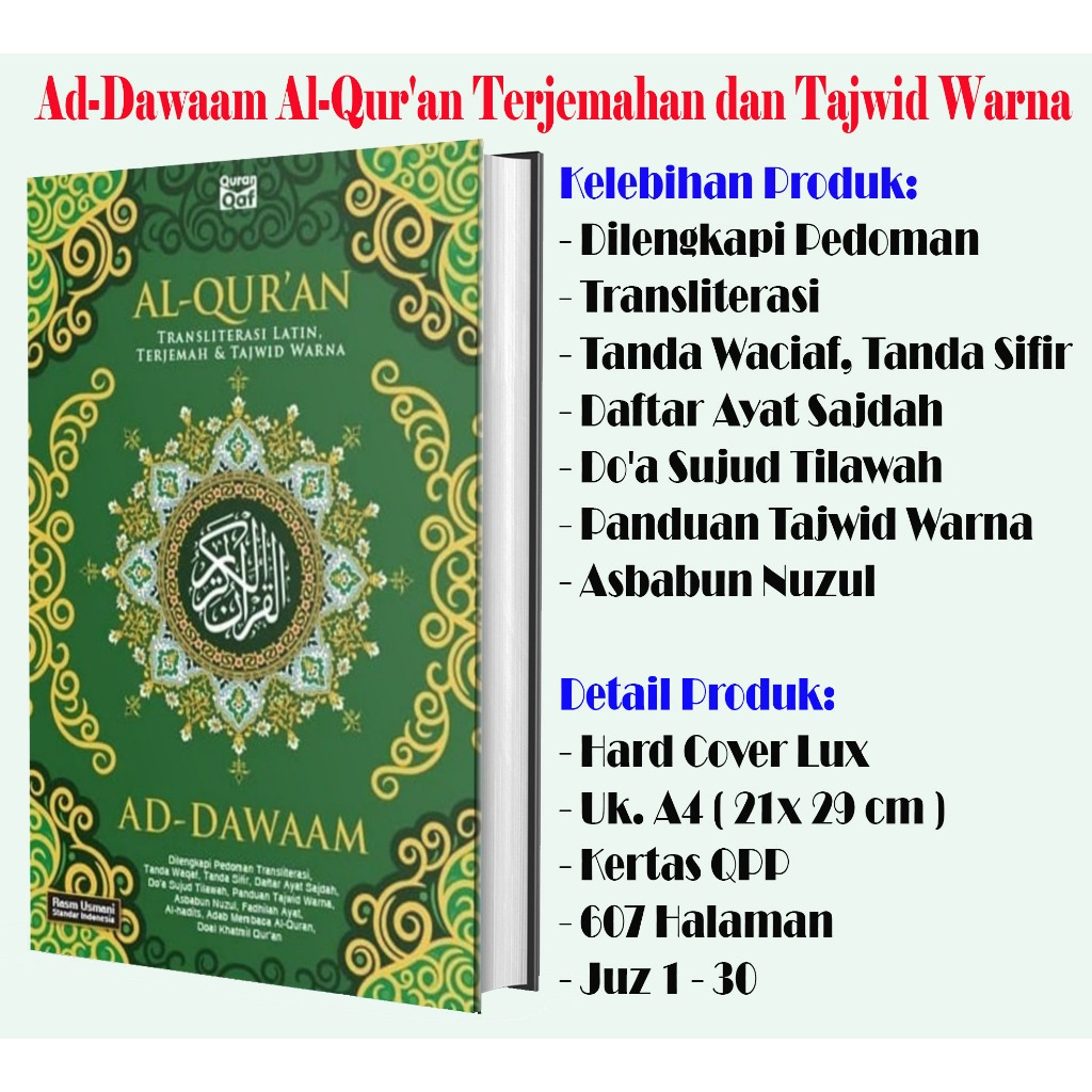 Jual Ad-Dawaam Al-Qur'an Terjemahan dan Tajwid Warna-Hijau | Shopee ...