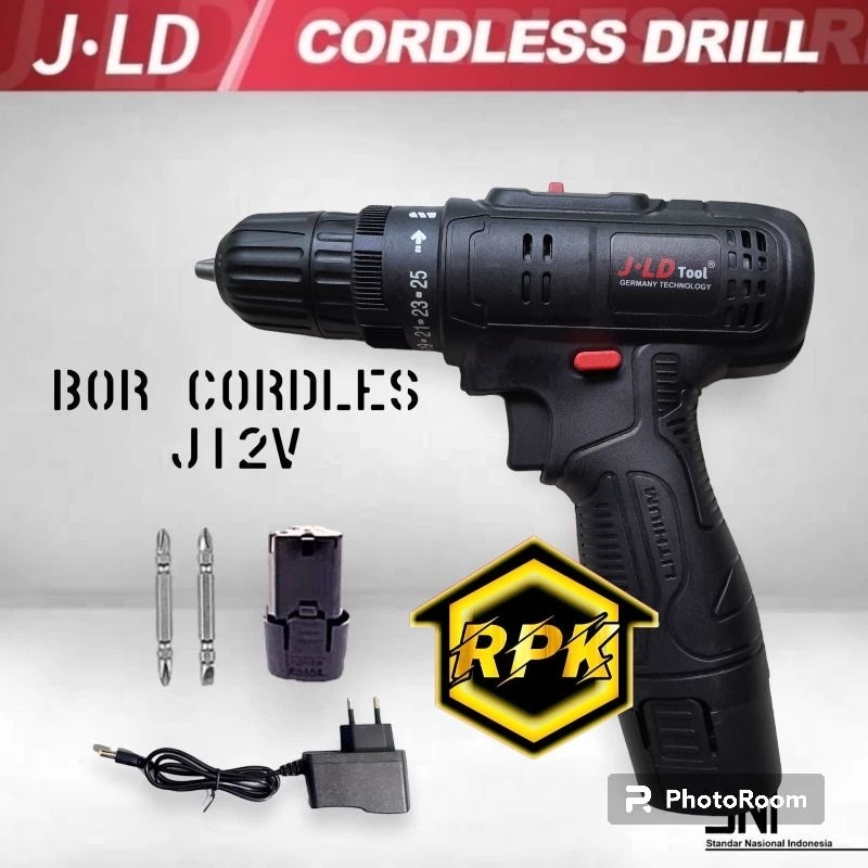 Jual JLD Tols Bor Cordless Drill 1Baterai Hitam 12V 12S 12 V Mesin Bor ...