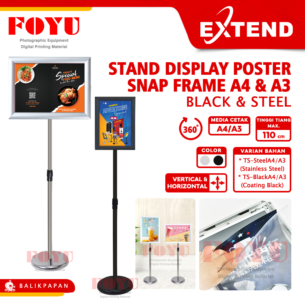 Jual Stand Display Banner Poster Snap Frame Coating Steel Black A3 A4 ...