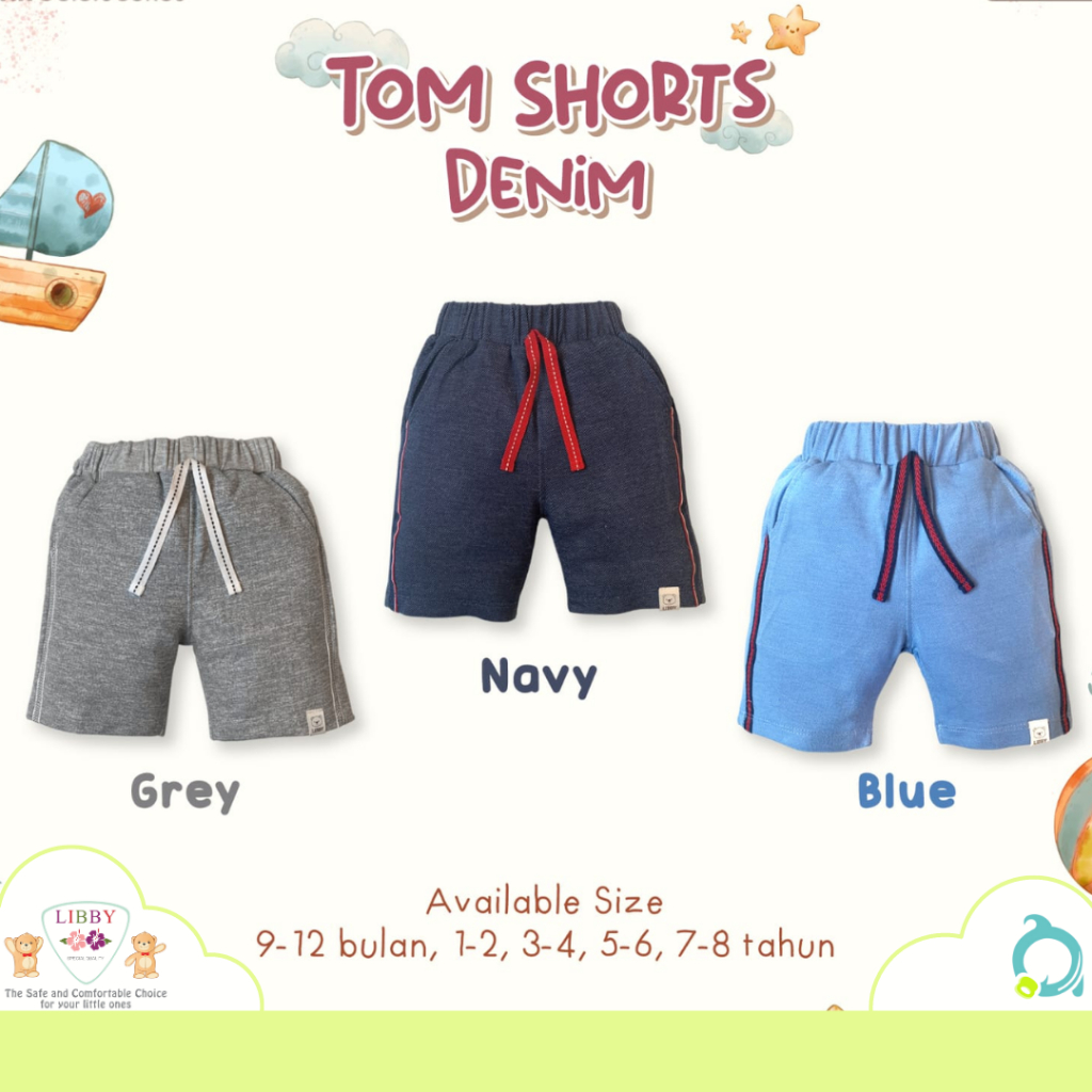 Jual LIBBY Celana Earth Tom Short Denim Boy 1-5 Tahun / S | M | L Kaos ...