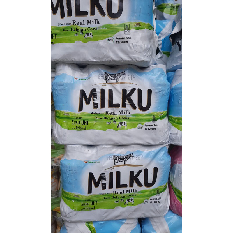Jual MILKU PUTIH REAL MILK SUSU UHT isi 12 botol | Shopee Indonesia