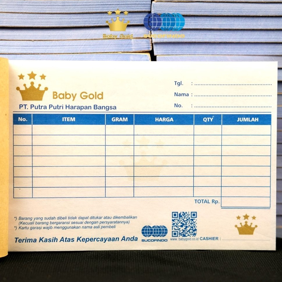 Jual Bon Kertas BabyG0ld Buku Faktur Nota Baby Gold 2 ply Putih dan ...